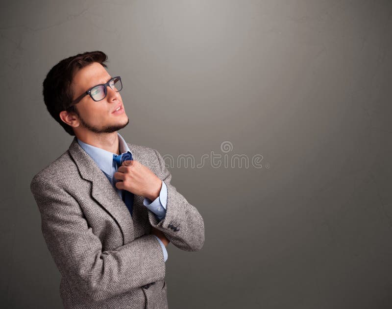Young Man Thinking with Empty Copy Space Stock Photo - Image of imagine ...