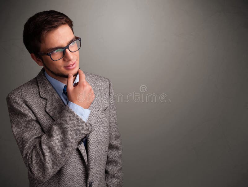 Young Man Thinking with Empty Copy Space Stock Image - Image of board ...