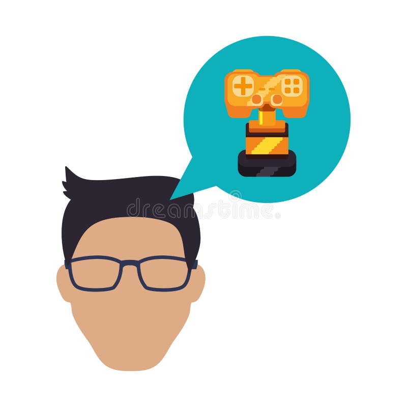 Young Man Thinking in Gamer Trophy Stock Vector - Illustration of icon ...