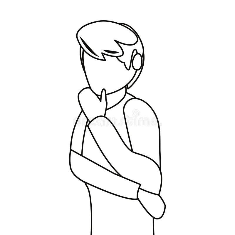 Young man thinking gesture stock vector. Illustration of gesture ...