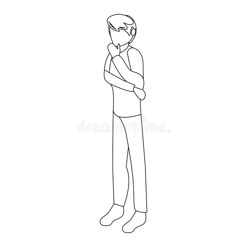 Young man thinking gesture stock vector. Illustration of think - 139883133