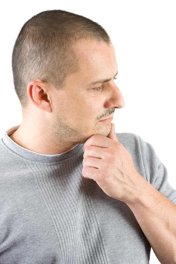 Young Man Thinking Isolated on White Background Stock Photo - Image of ...