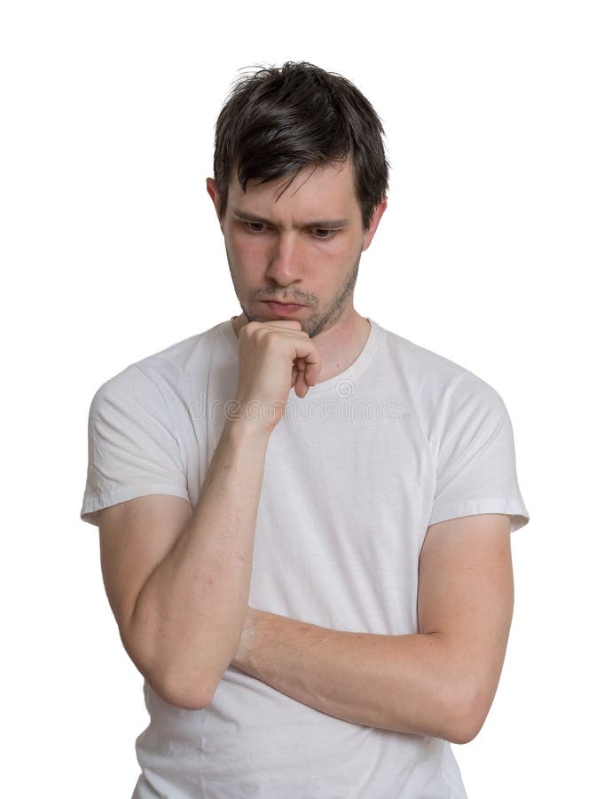 White Young Man in Thinking and Doubts Illustration. Stock Illustration ...
