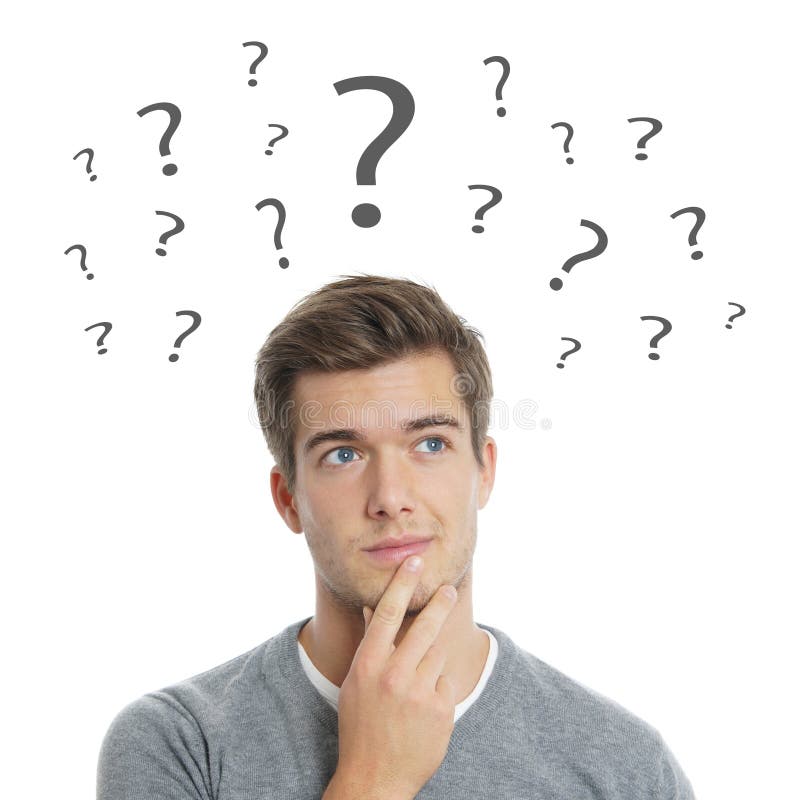 Man Thinking Concept with Question Marks Stock Image - Image of ...