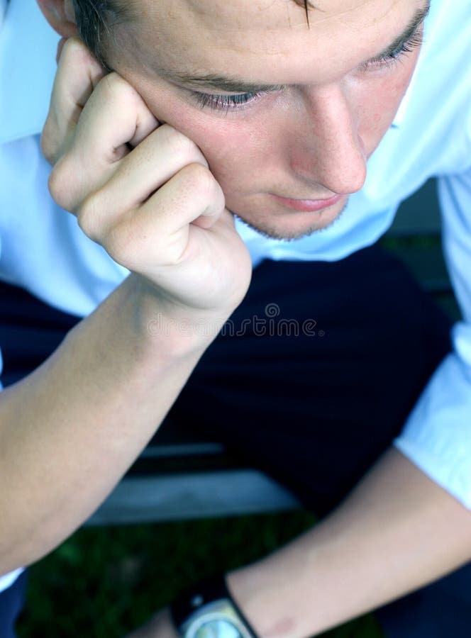 Young Man Thinking and Pondering Stock Photo - Image of smart ...