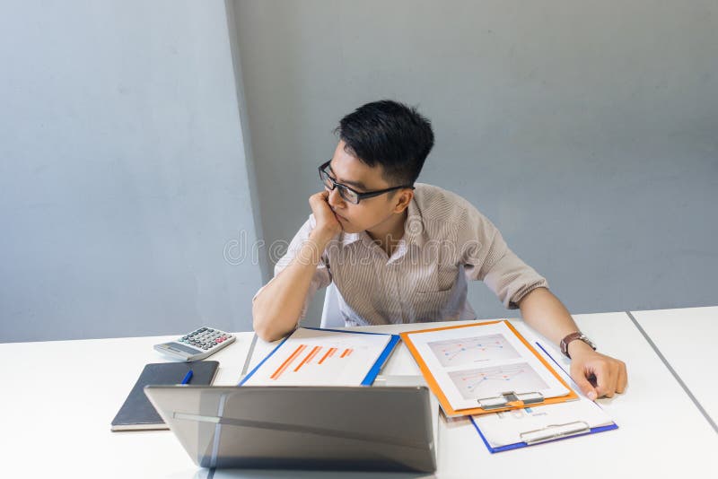 Young Man Thinking about Solution for the Problem Stock Photo - Image ...