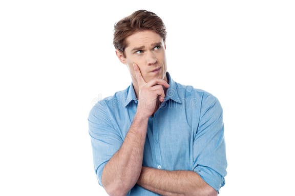 Young Man Thinking Something Stock Photo - Image of memories, looking ...