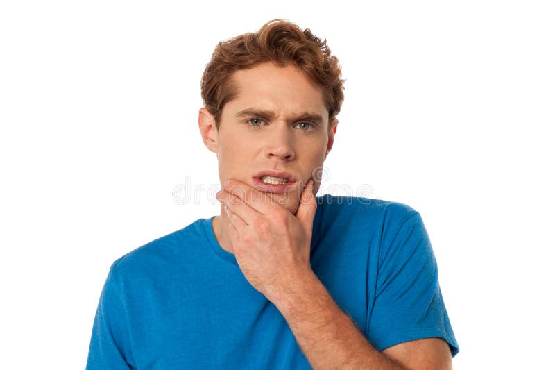 Young Man Thinking Something Stock Image - Image of single, thinking ...