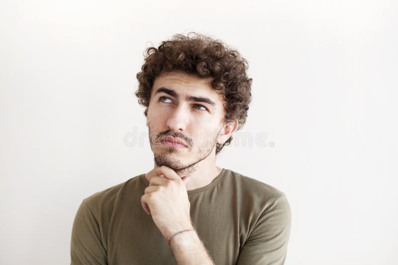 Young Man Thinking about Things Stock Image - Image of fashion, face ...