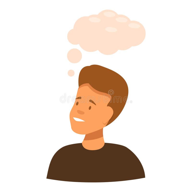 Young Man Thinking with Thought Bubble Appearing Over His Head Stock ...