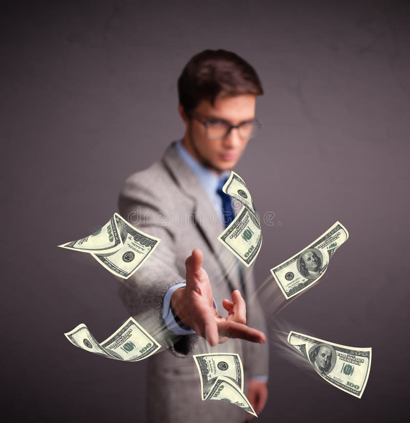 Young man throwing money stock image. Image of buying - 53490577