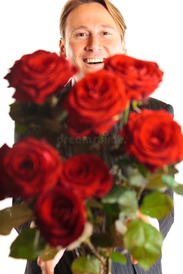 Young Man Throwing Roses stock image. Image of male, european - 84412541