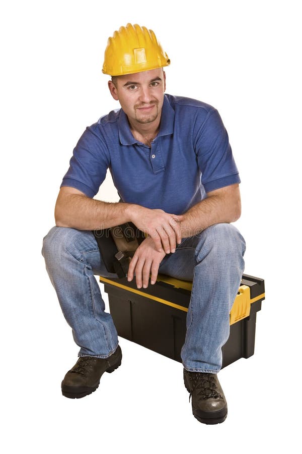Worker and tool box stock photo. Image of hardhat, journeyman - 6709248