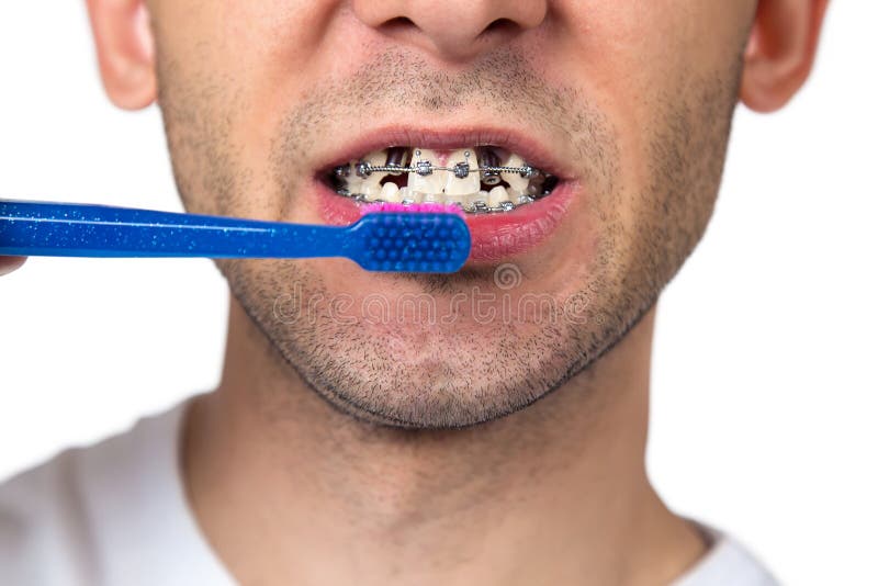 Young Man with Toothbrush, Half of Head Stock Photo - Image of isolated ...