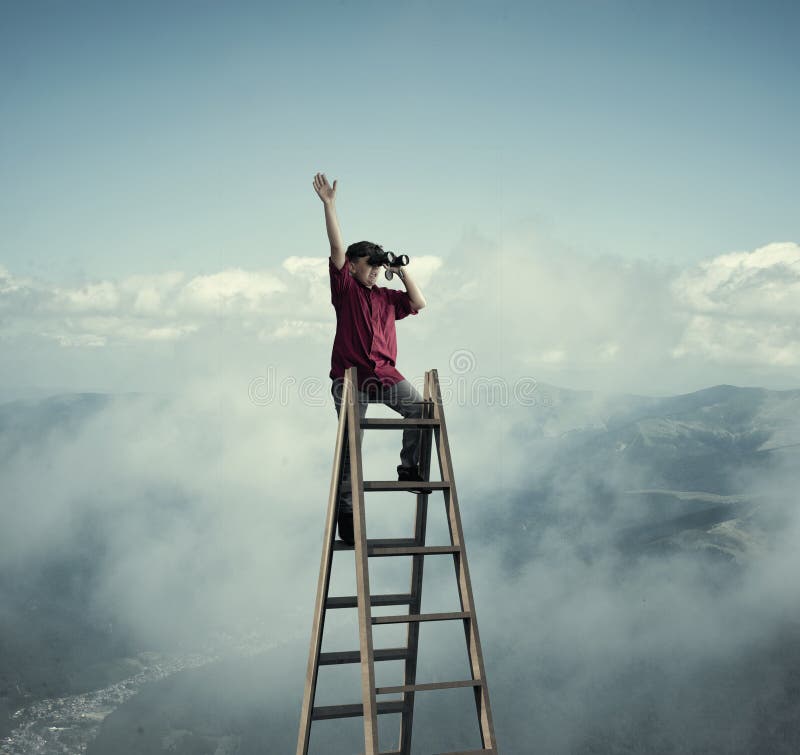 On top of a ladder stock photo. Image of achievement - 144209806