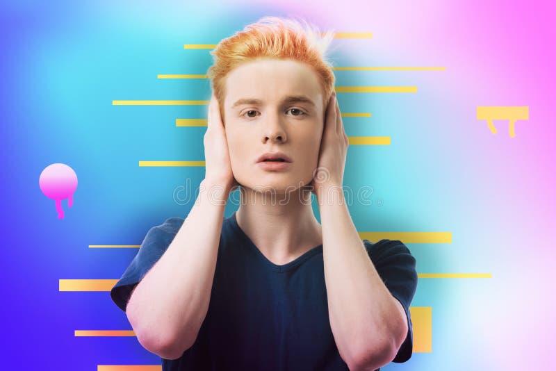 Shocked Good-looking Young Man Touching His Temple Stock Photo - Image ... Shocked Good-looking Young Man Touching His Temple Stock Photo - Image ...