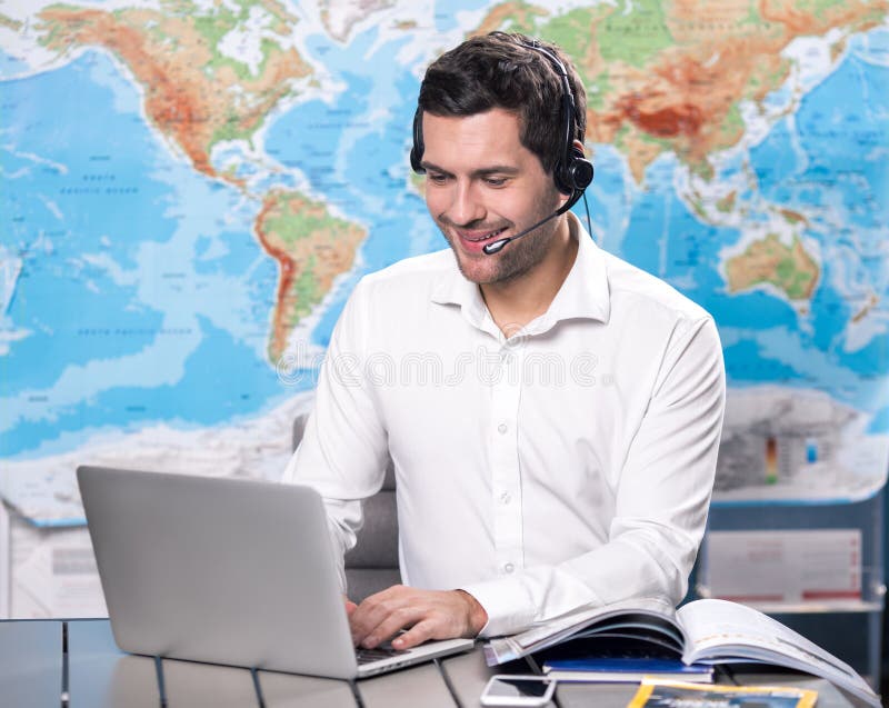 Young Man Tour Agency Concept Stock Image - Image of agency, adult ...