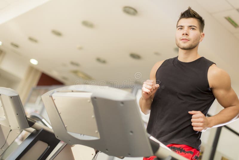 Young man training in gym stock photo. Image of determination - 36653232