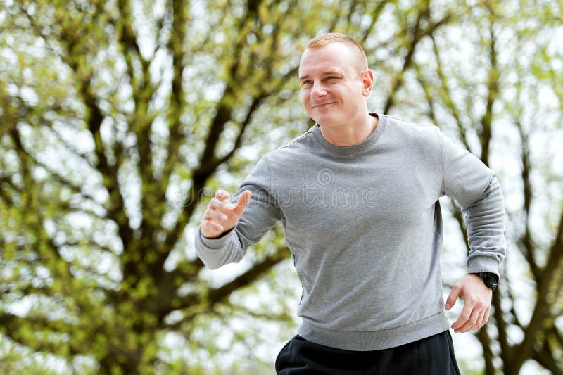 Young Man Training Run Outdoor. Stock Image - Image of runner, model ...