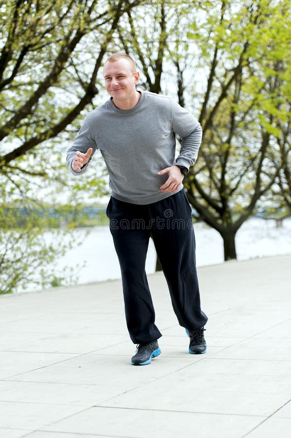 Young Man Training Run Outdoor. Stock Image - Image of body, muscular ...
