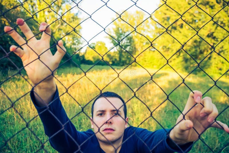 Young Man Trapped stock image. Image of field, close - 42391861