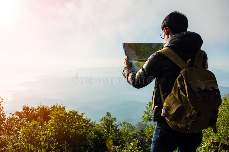 Young Man Traveler with Map Backpack Stock Image - Image of extreme ... Young Man Traveler with Map Backpack Stock Image - Image of extreme ...