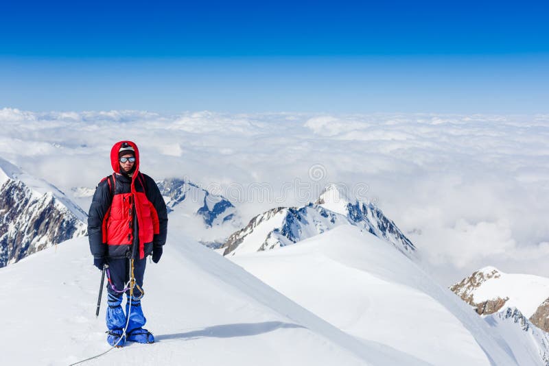 Young Man Trekking in the Mountains Stock Photo - Image of courage ...