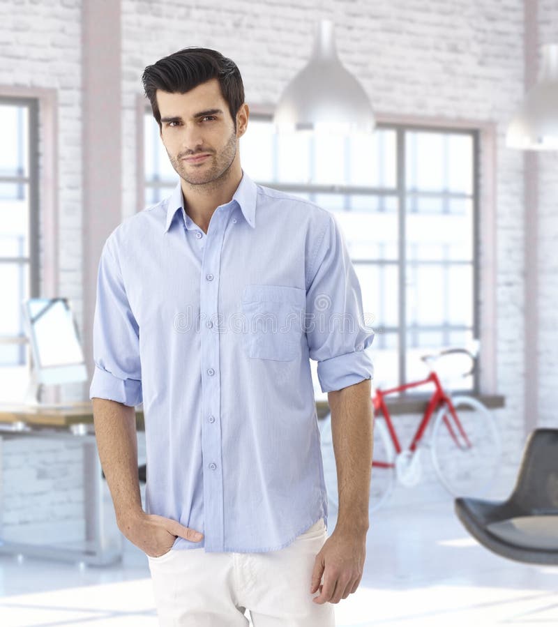 Young Man at Trendy Modern Home Stock Photo - Image of businesspeople ...