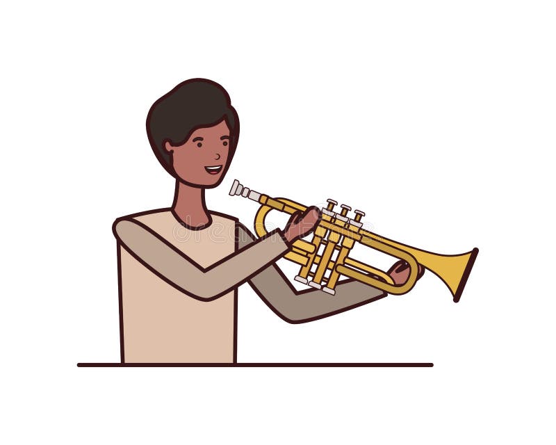 Young Man with Trumpet Character Stock Vector - Illustration of ...