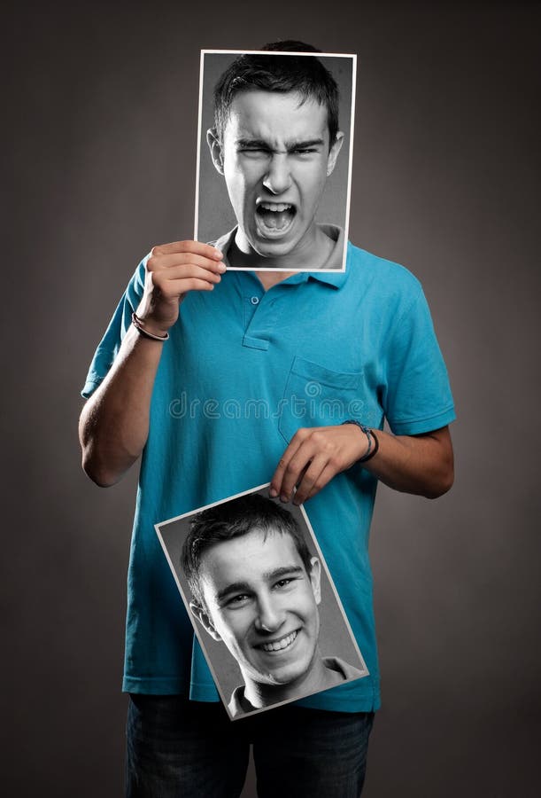 Young man with two faces stock image. Image of furious - 35971869