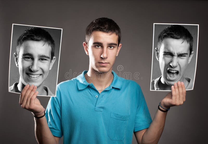 Young man with two faces stock image. Image of characters - 35971887
