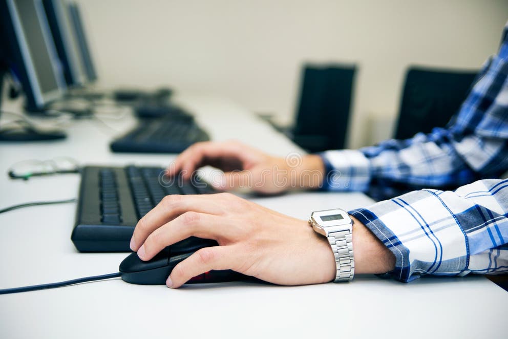 Young Man Typing on Keyboard. Stock Image - Image of high, financial ...
