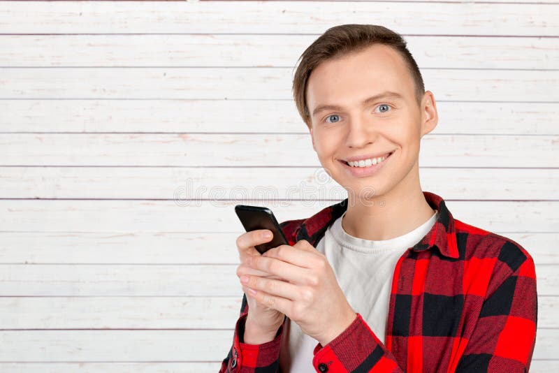 Young Man Typing Text Message Stock Photo - Image of casual, gadget ...