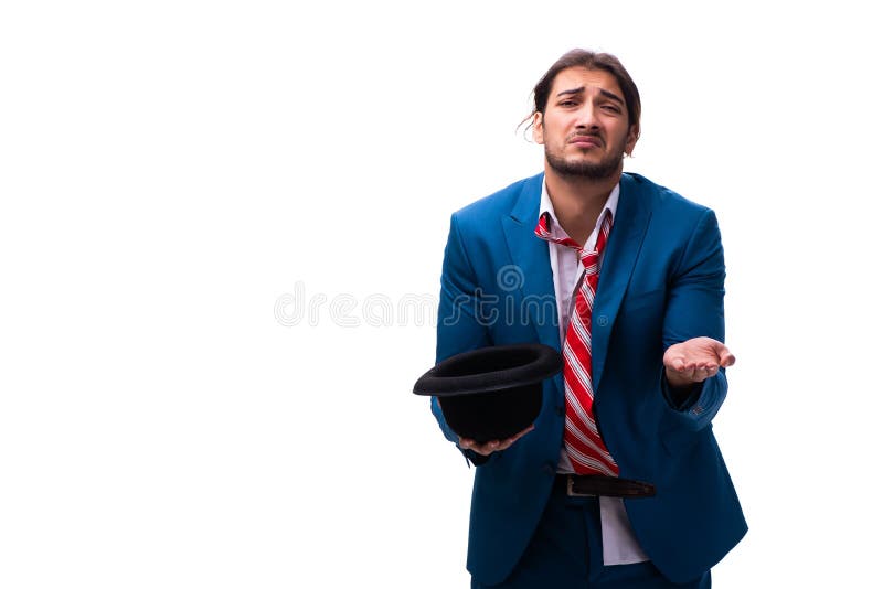 Young Man in Unemployment Concept Isolated on White Stock Image - Image ...