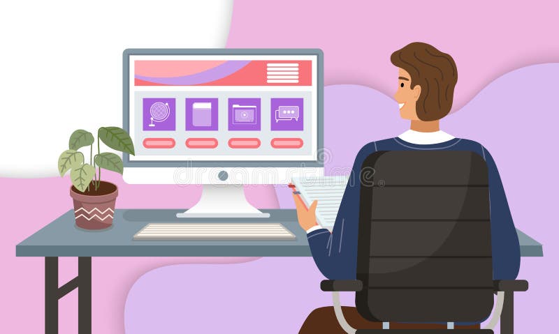 Kid Watching Computer Stock Illustrations – 466 Kid Watching Computer ...