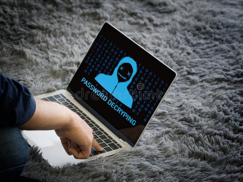 Young Man Use His Finger Press Enter Key on Laptop Computer Keyboard ...
