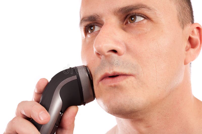 Young Man Shaving stock image. Image of growth, electric - 9156959