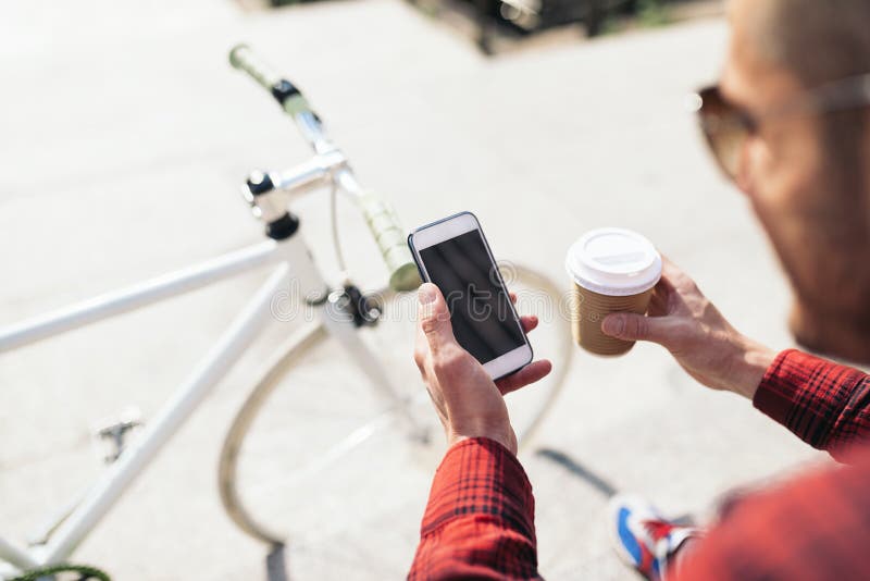 Young Man Using His Mobile in the Street. Stock Photo - Image of happy ...