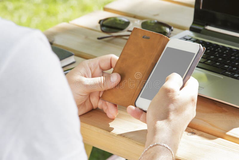 The Young Man Using His Phone Stock Photo - Image of media, banking ...