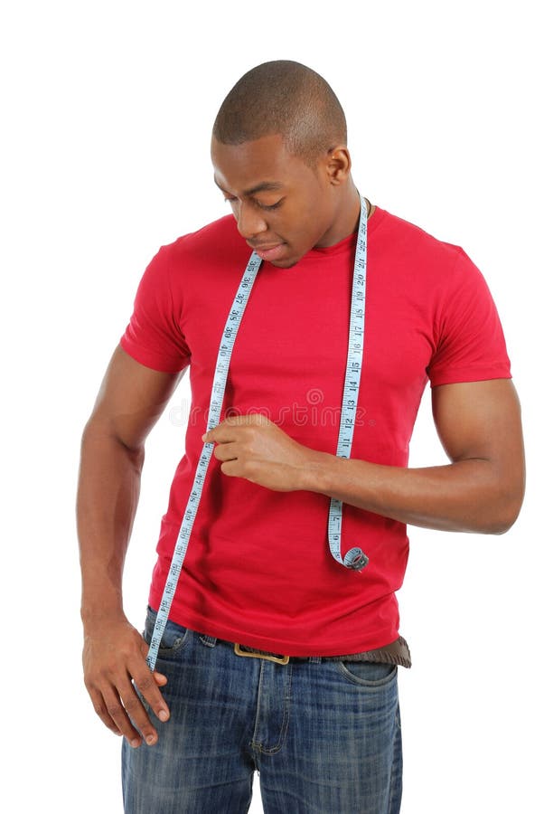 Young Man Using Measuring Tape Stock Image - Image of tape, african ...