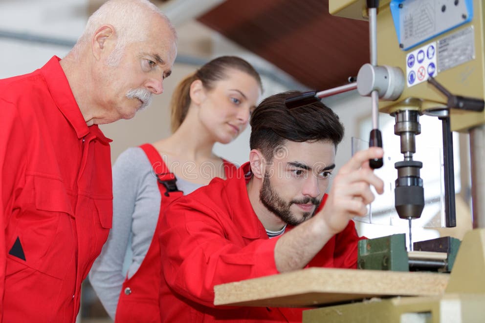 Young Man with Using Milling Machine in Workshop Stock Image - Image of ...