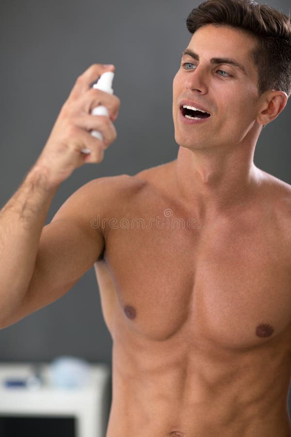 Young Man Using Mint Breath Spray Stock Image - Image of care, clean ...