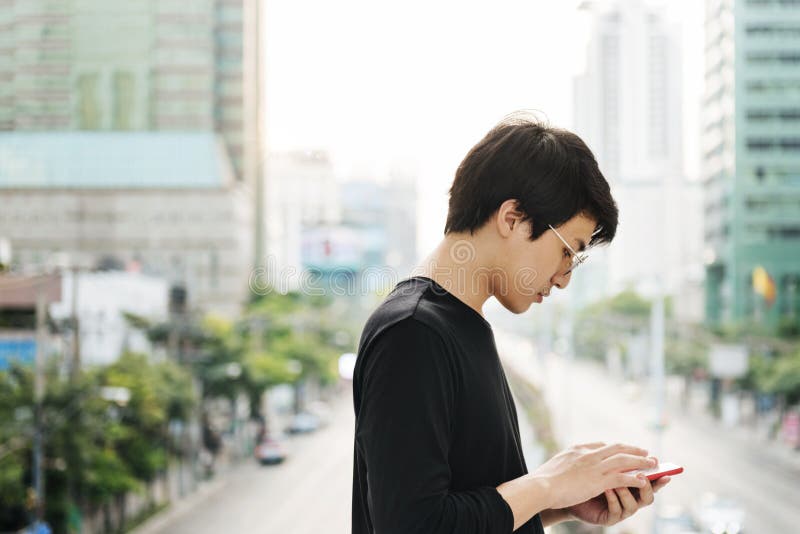 Young Man Using Smart Phone Communication Stock Photo - Image of smart ...