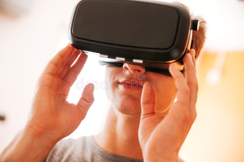 Young Man Using VR stock image. Image of happiness, culture - 78988975