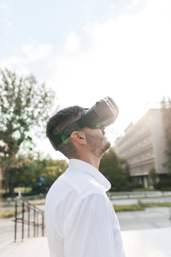 A Young Man Using VR stock photo. Image of futuristic - 88652346