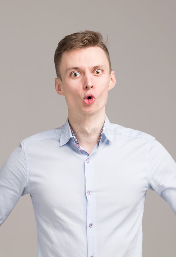 The Young Man is Very Surprised Stock Photo - Image of amazement ...