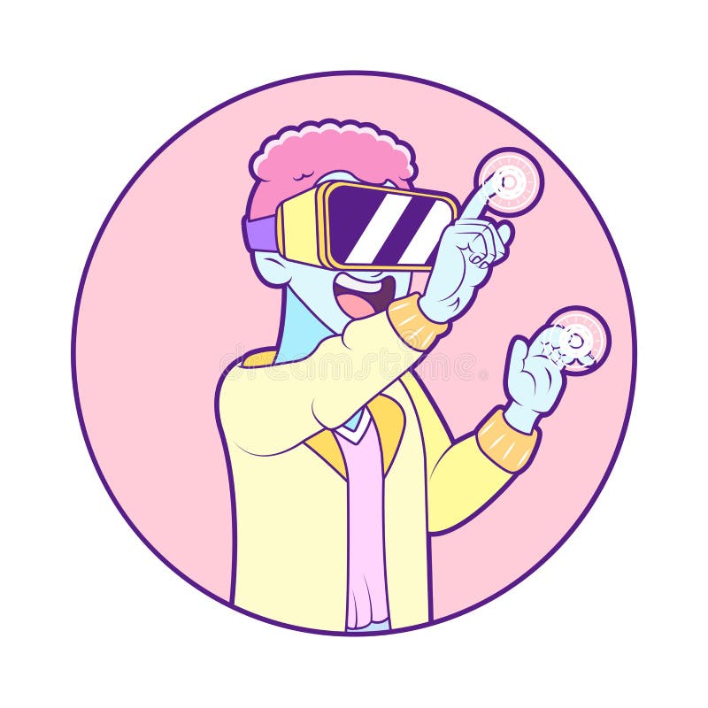 Young Man Virtual Reality Glasses Game Simulator Stock Illustration ...