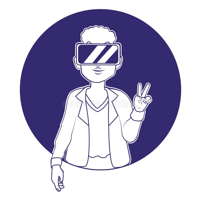 Young Man Virtual Reality Glasses Game Simulator Vector Stock Vector ...