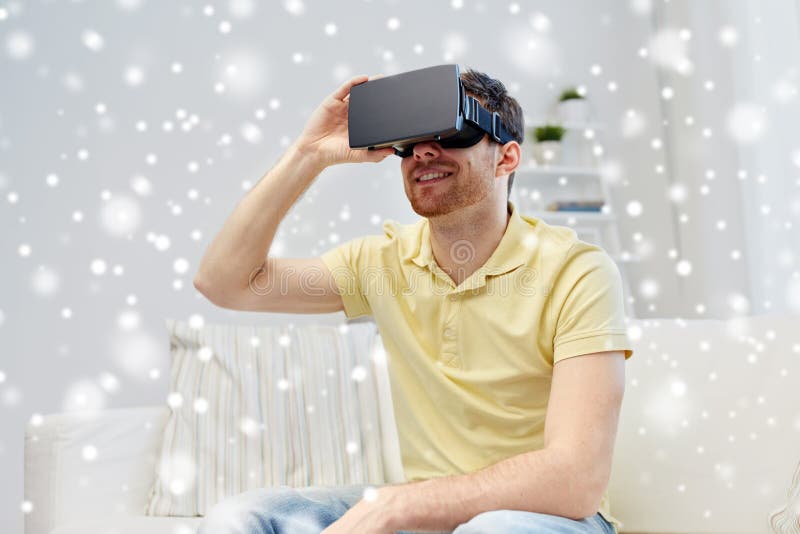 Young Man in Virtual Reality Headset or 3d Glasses Stock Image - Image ...