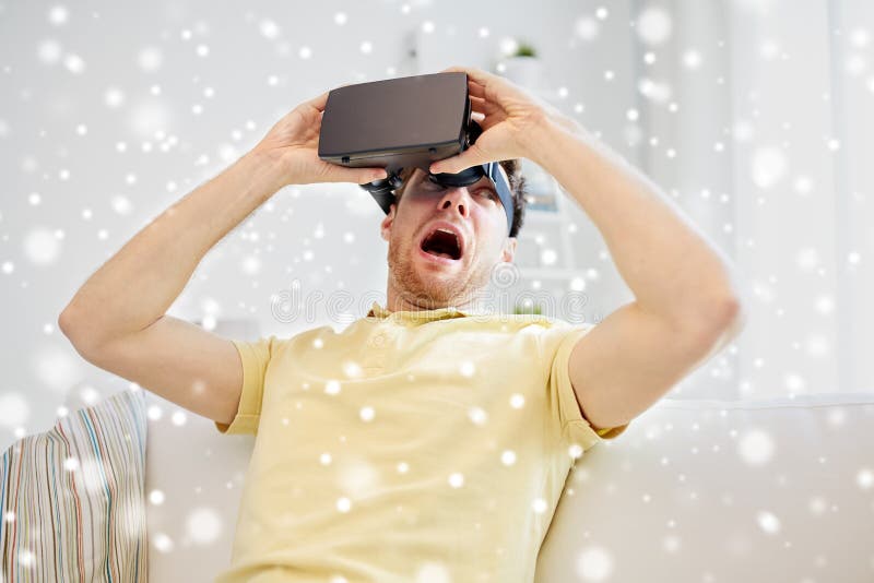 Young Man in Virtual Reality Headset or 3d Glasses Stock Photo - Image ...